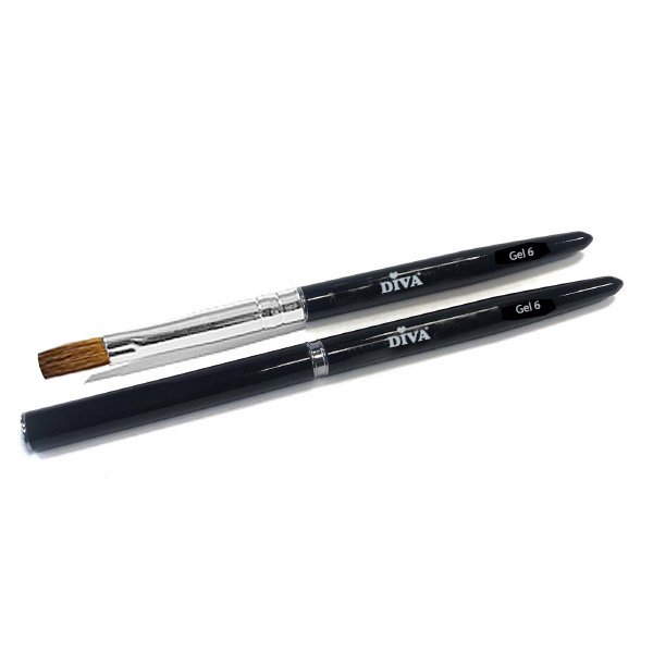 DIVA Gel Penseel #6 Zwart met dop 13mm - Nagelbenodigdheden.nl