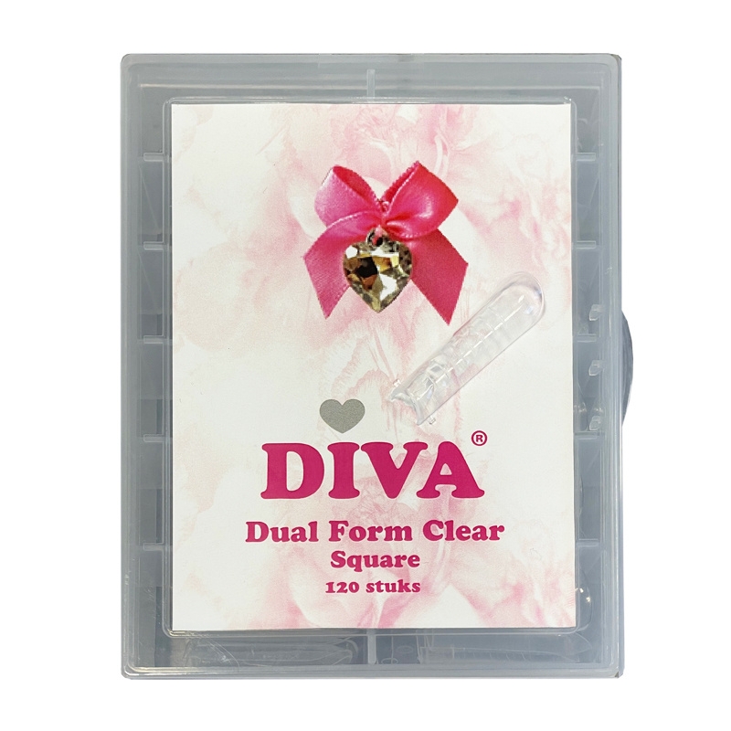 Diva Dual Form Clear Square 120 st - Nagelbenodigdheden.nl